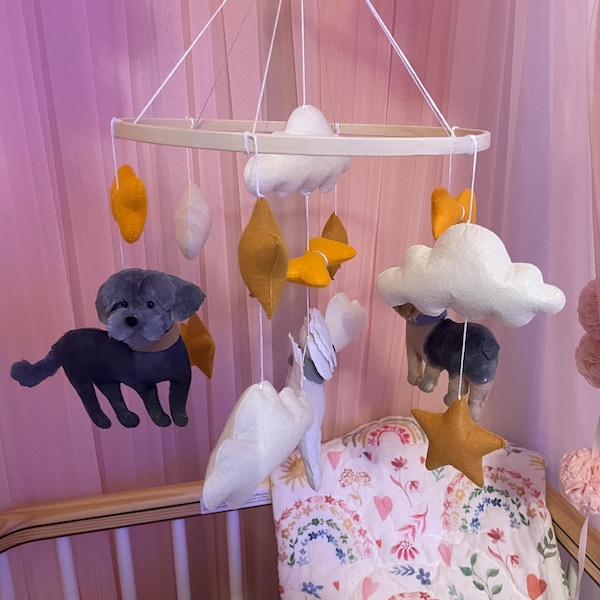 Custom Dog Baby Mobile, Personalized Baby Nursery, Puppy Baby Mobile ...