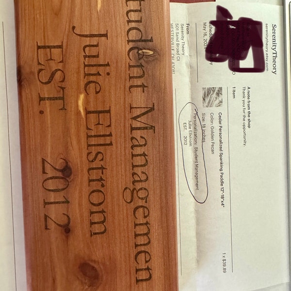 Raised Letters Personalized Spanking Paddle and Laser Engraved 1218x4 ...