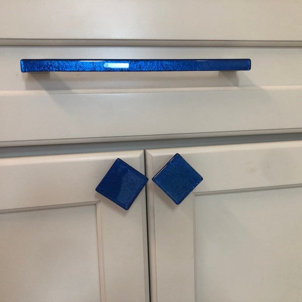 Cobalt Blue Glass Pull. Artistic Bright Blue Furniture Glass Pull. Blue ...
