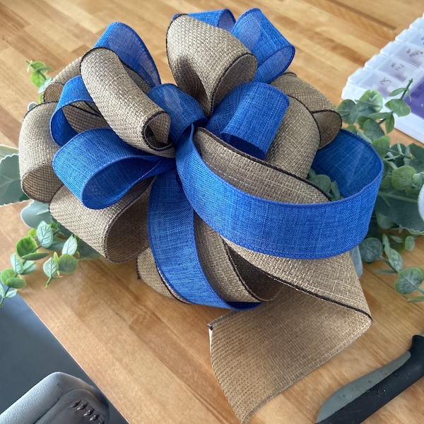 Natural Mesh Burlap Bow, Farmhouse Bow, Farmhouse Burlap Wreath Bow ...