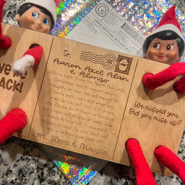 I'm Back Wooden Elf Post Card Holiday Helper - Etsy