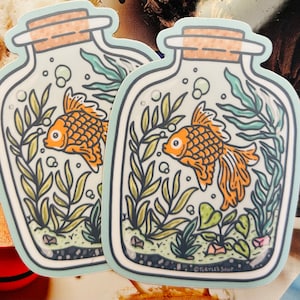 Goldfish Terrarium Vinyl Sticker, Aquatic Sticker, Fishbowl Sticker ...