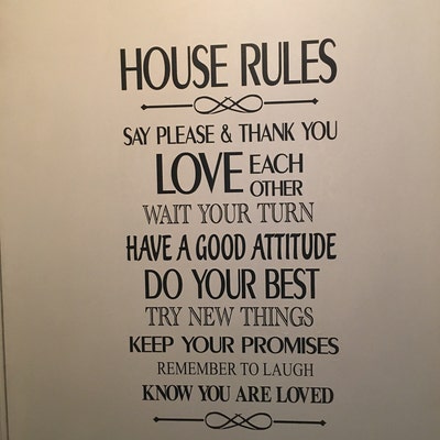 House Rules Wall Decal Entryway Wall Decal Vinyl Wall Decal Subway ...