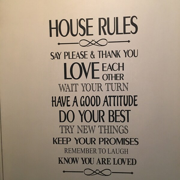 House Rules Wall Decal Entryway Wall Decal Vinyl Wall Decal Subway ...