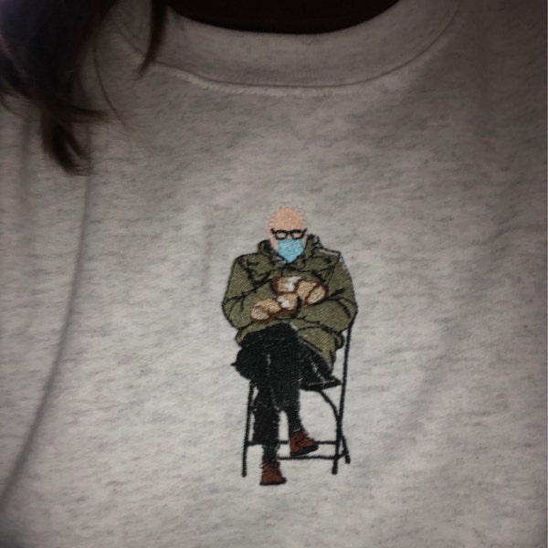 Embroidered Bernie Sanders Inauguration 2021 Sweatshirt | Grey Bernie ...
