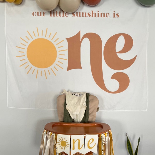Neutral One Sun High Chair Banner, Muted Earth Tone First Birthday ...