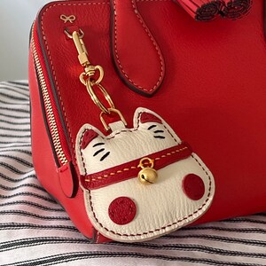 Leather Cat Charm Handmade Leather Cat Bag Charm Leather - Etsy