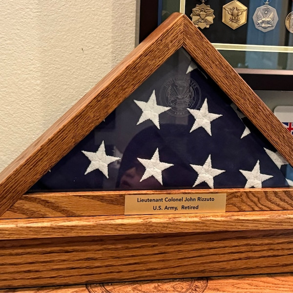 Retirement Flag Display Case W/ Etched Military Seal - Etsy