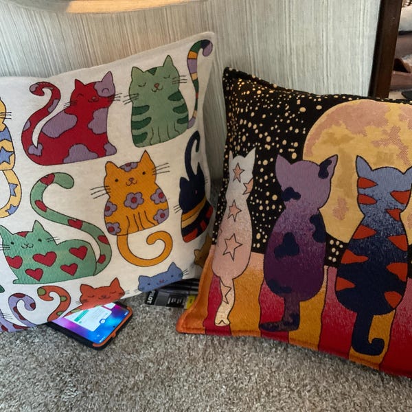 Embroidered Cat Throw Pillow Case,cats Square Cushion Cover,kitten Home ...