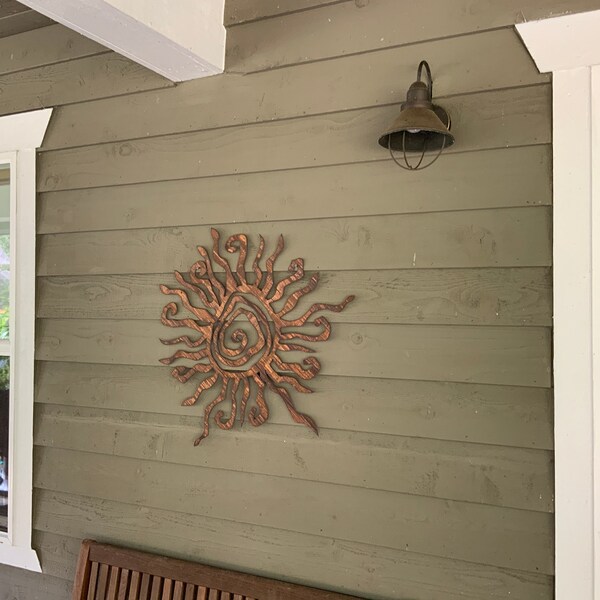 Rustic Sun Indoor/outdoor Wall Decor 30" Recycled Steel Custom SUN - Etsy