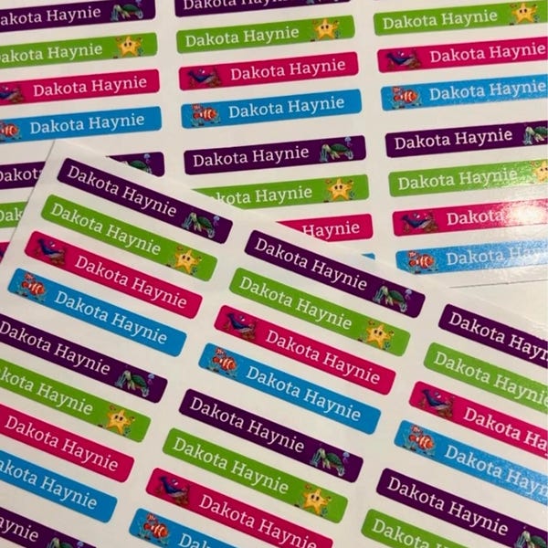 72 Skinny School Supply Labels - Dishwasher Safe - Waterproof Labels ...