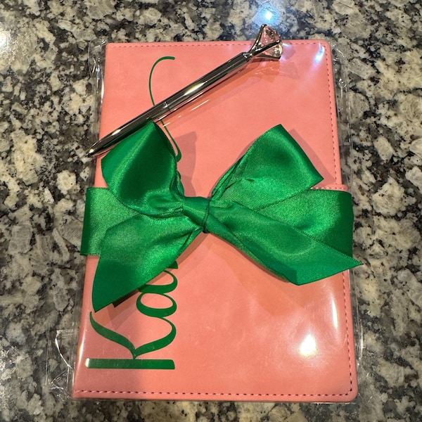 Elegant Personalized Journal, Pink and Green, Notebook, Custom Journal ...