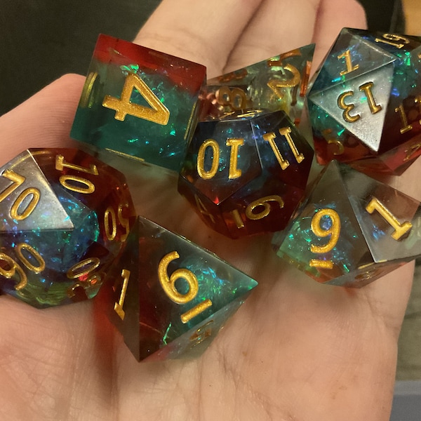 Demon's Blood DND D6, D20 Dice, Red Sharp Edge D&D Dice Set, Dungeons ...