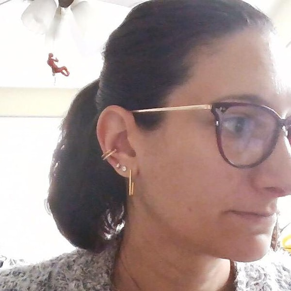 Double Stacked Tiny Pyramid 316L Stainless Steel Conch Clicker Hoop ...