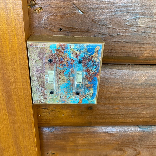Aged Copper Patina Distressed Decor - Metal Light Switch Cover - Switch ...
