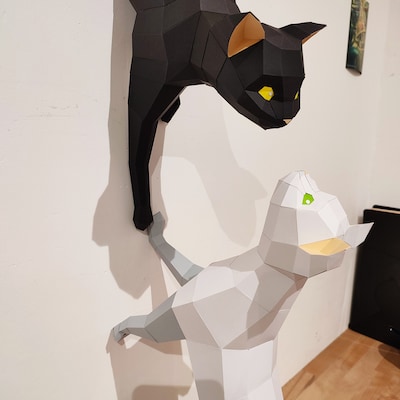 Papercraft Cats PDF Templates couple, DIY Low Poly Papercraft: Make ...