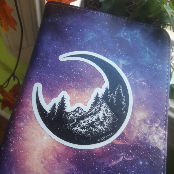 Mountain Moon Vinyl Sticker: Waterproof Adventure Decal - Etsy
