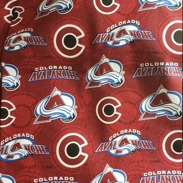 NHL COLORADO AVALANCHE Hockey 100% Cotton Watermark Print Fabric ...