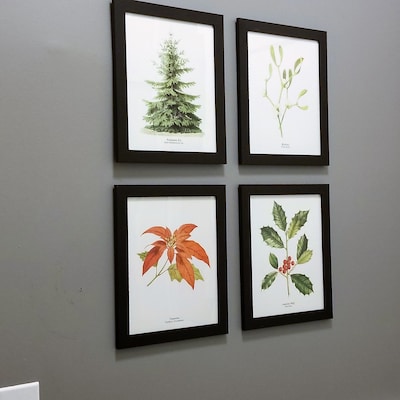 Christmas Holiday Botanical Prints Set of 4 Holly, Mistletoe ...