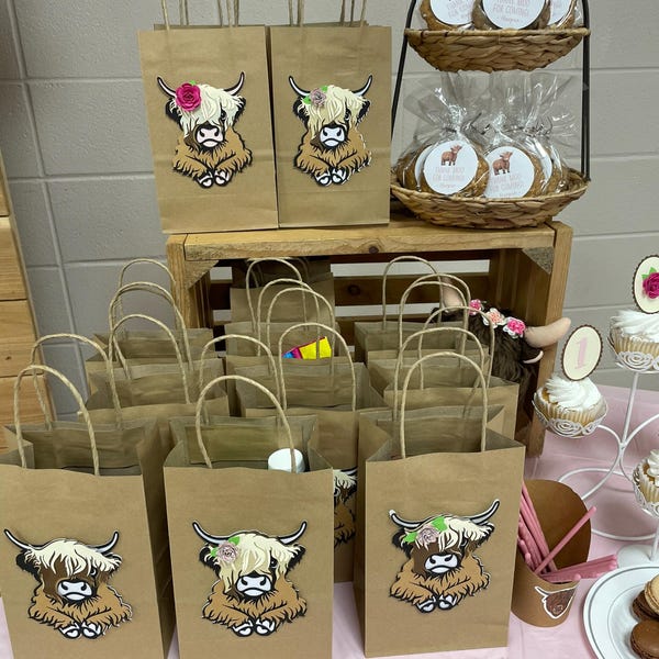 Girl Highland Cow Moo Stickers, Cow Theme, First Birthday, Farm Theme ...