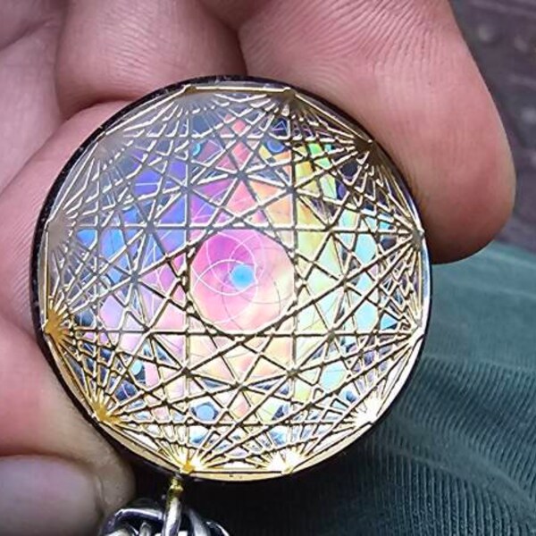 Golden Fire Sri Yantra Mandala Orgone Vortex Tesla Orgonite Pendant ...