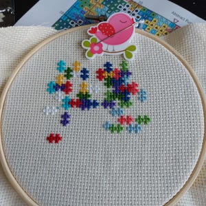 Rainbow Patchwork - Mini Cross Stitch Pattern, Abstract Pixel Art ...