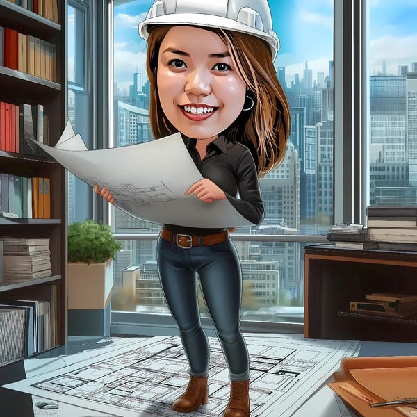 Custom Architect Caricature Portrait - From Your Photo Unique Gift for ...