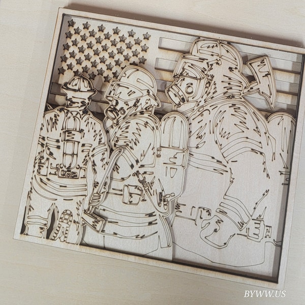 Fireman Multi-layer, Laser Cut Fles - 6 Layer Art Piece for Glowforge ...
