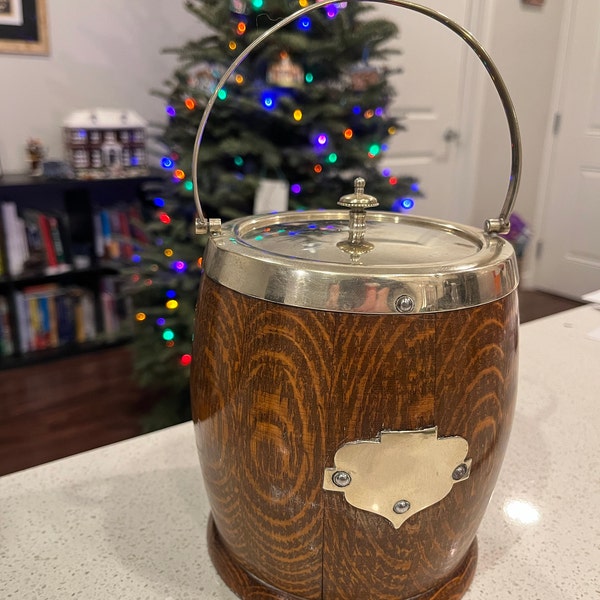 VINTAGE BISCUIT BARREL Original Vintage Pre 1950s Oak and Chrome ...