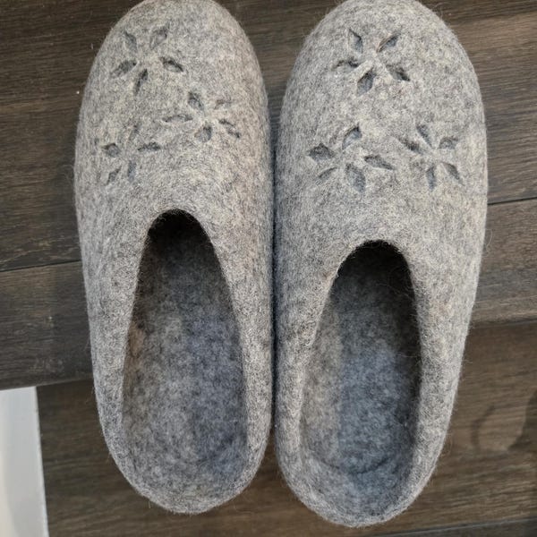 Felt Slippers Wool Slippers Natural Slip-on Slippers Barefoot Slippers ...