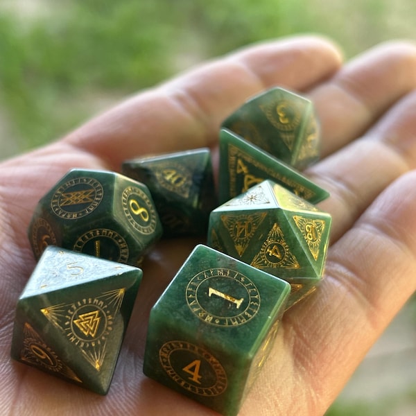 Full Set Yooperlite Gemstone Dice| Stone Dice Set |engraved Gemstone ...