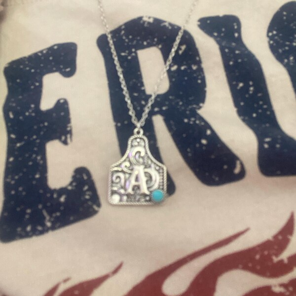 Western 925 Sterling Silver Cattle Tag Initial Necklace I Western ...