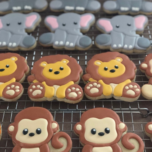 Safari Sitting Animals Cookie Cutter Set - Baby, Birthday, Jungle Zoo ...