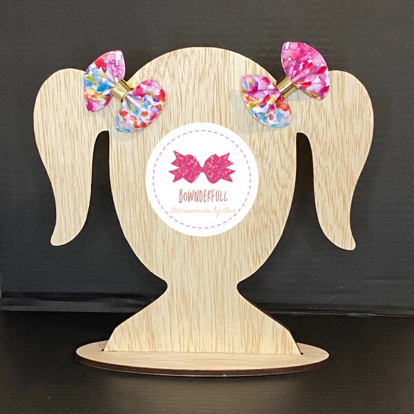 Wooden Head Stand. Child Silhouette With Pigtails. Hair Bow Displays ...