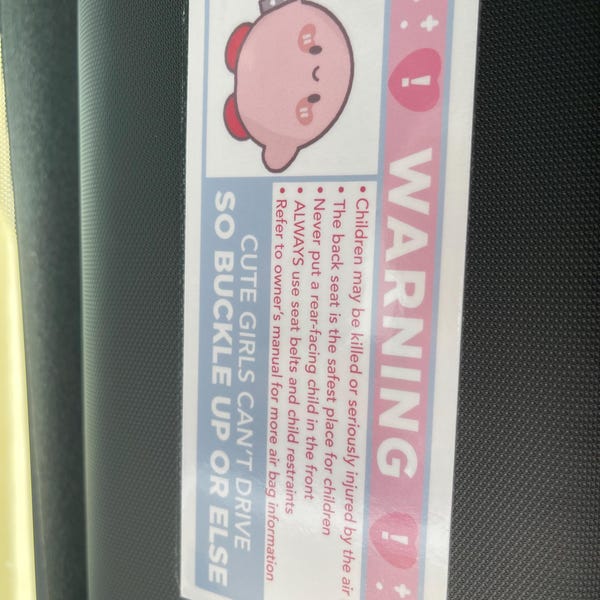 Cute Knife Pastel Warning Sticker | Pink Kawaii Decal, Airbag Label ...