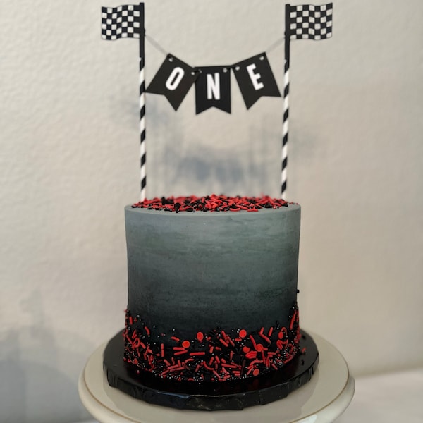 Race Car Cake Topper: Checkered Flag, Racing Birthday - Etsy