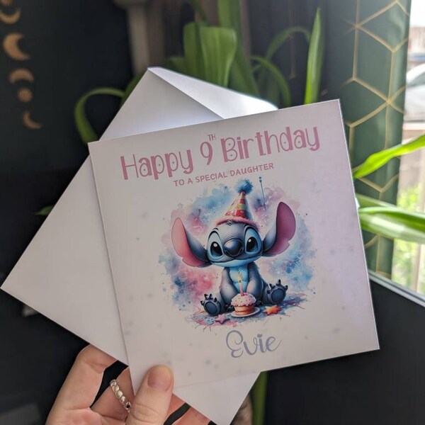 Stitch Birthday Card, Personalised Stitch, Happy Birthday Card Daughter ...
