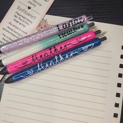 Personalized Glitter Gel Pen, Custom Epoxy Glitter Pen, Custom Gel Pen ...