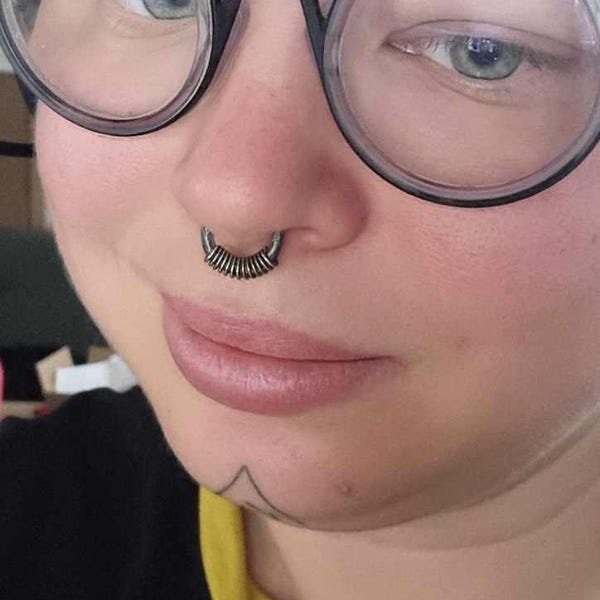 12G, 14G, 16G, 18G Sterling Silver Septum Ring, Hammered Oxidized ...