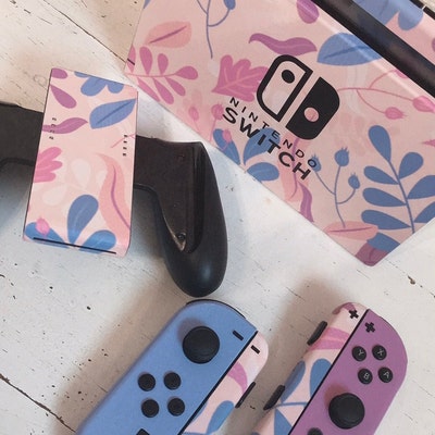 Pink Floral Pattern Nintendo Switch Vinyl Sticker Violet & - Etsy