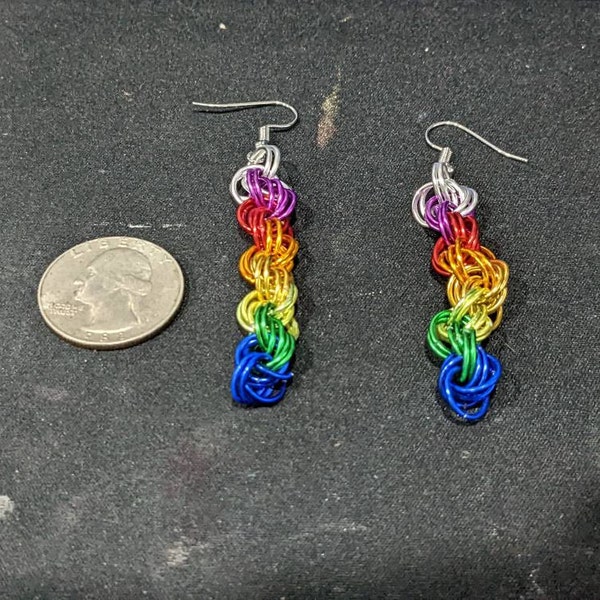 Chainmail Earrings Rainbow Rope Chain for Gay Pride and LGBTQ Support ...