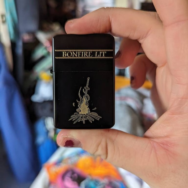 Dark Souls BONFIRE LIT Brass Lighter Finished in Black *free Engraving ...