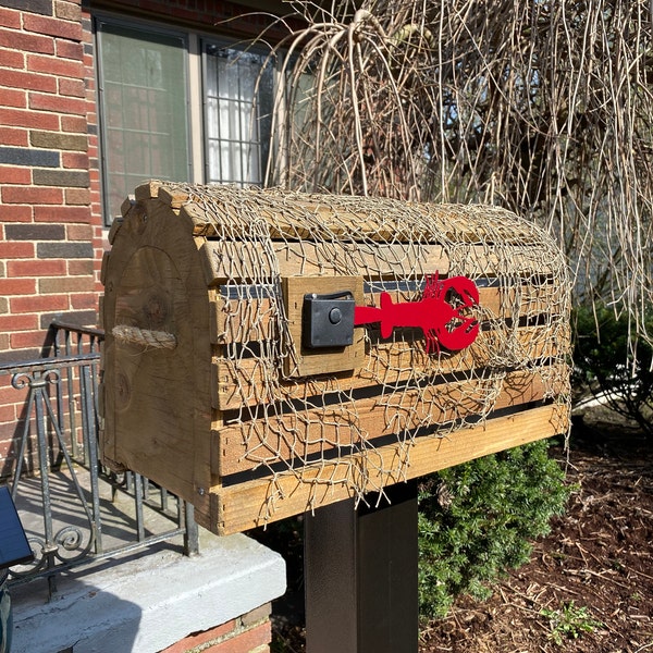 Rustic Lobster Trap Mailbox: Nautical Coastal Decor - Driftwood or ...
