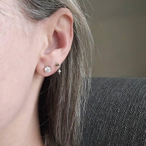 Titanium Vertical Dangle Hidden Helix Piercing, Threaded Flat Back Stud ...