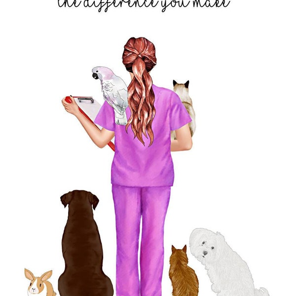 Personalised Vet Print, Vet Gift, Doctor Print, Customized Vet Portrait ...