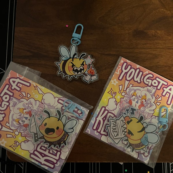 Chaotic Bee Keychains // Acrylic 3in Keychain - Etsy