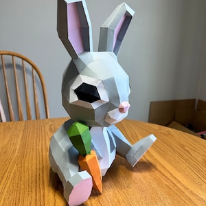 Bunny Papercraft 3D DIY Low Poly Paper Crafts Easter Rabbit Decor Model ...