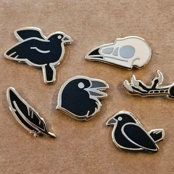 Tiny Crow Pins - Set of 7! - Etsy