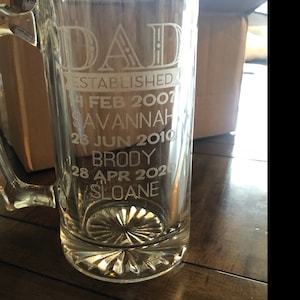 Personalized Dad Beer Mug With dad Established Engraving - Etsy