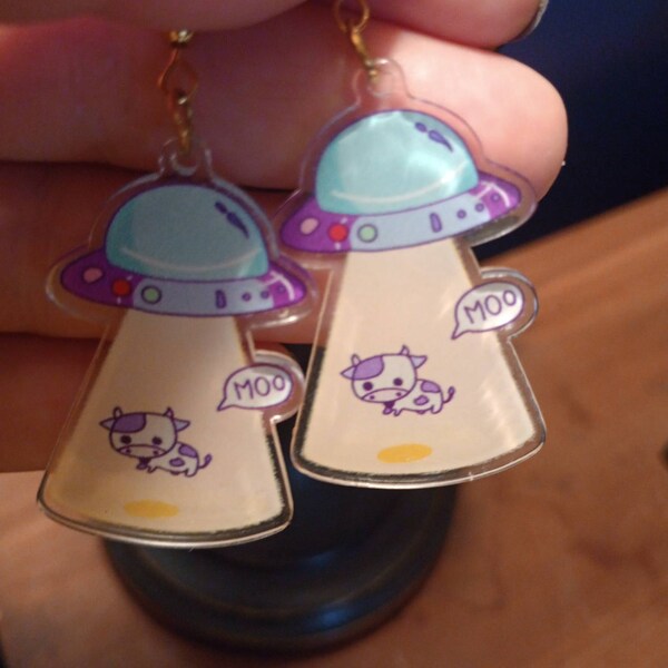 Alien & UFO Funky Space Acrylic Colorful Sparkle Cartoon Dangle ...